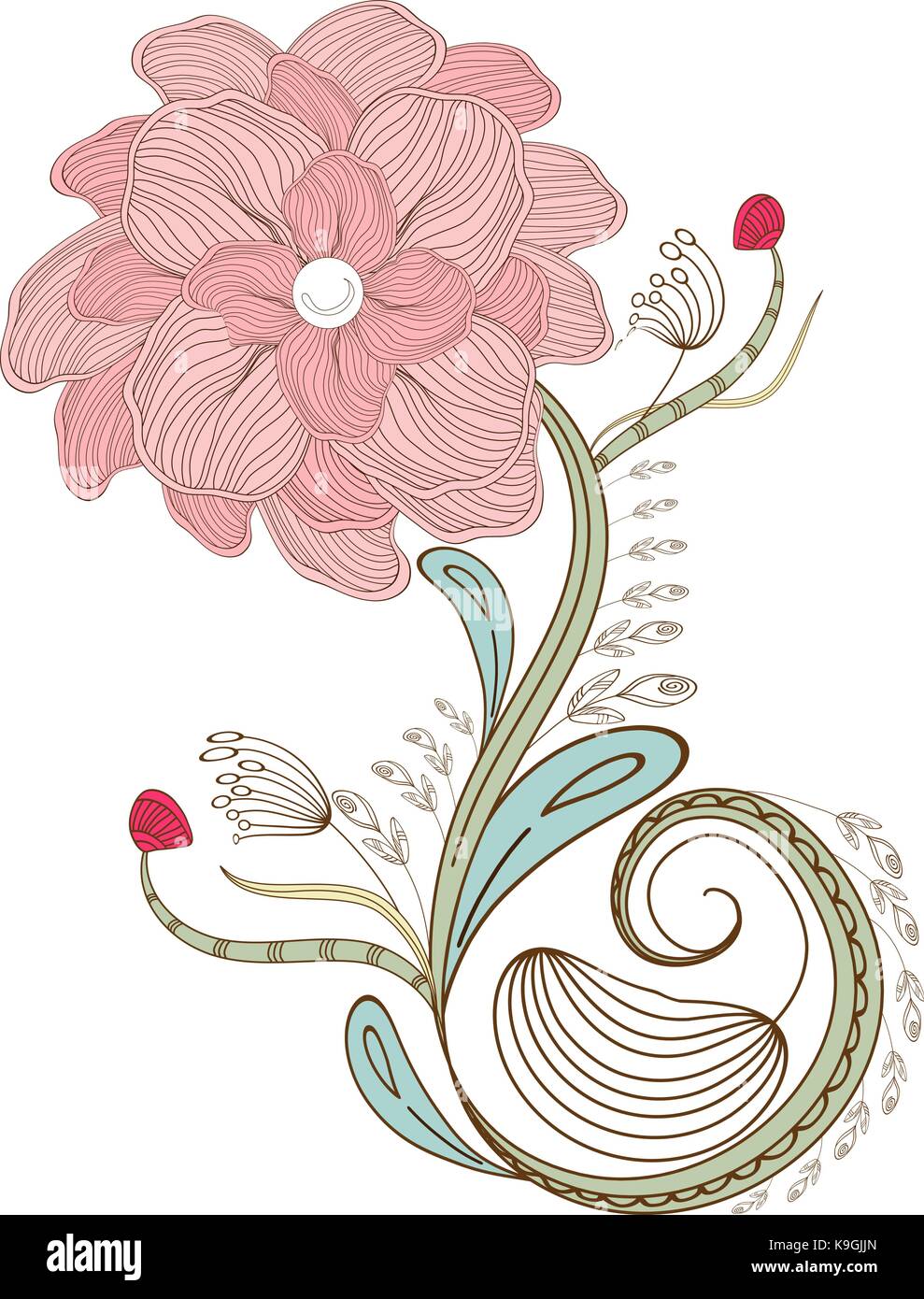 Flower vintage doodle florals Stock Vector Image & Art - Alamy