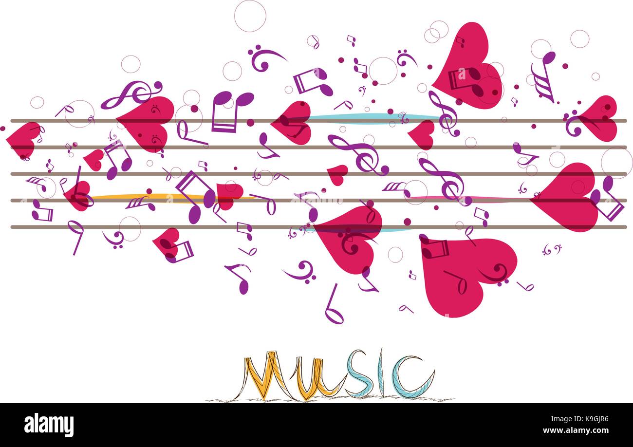 Music note notes hearts Stock Vector Images - Alamy