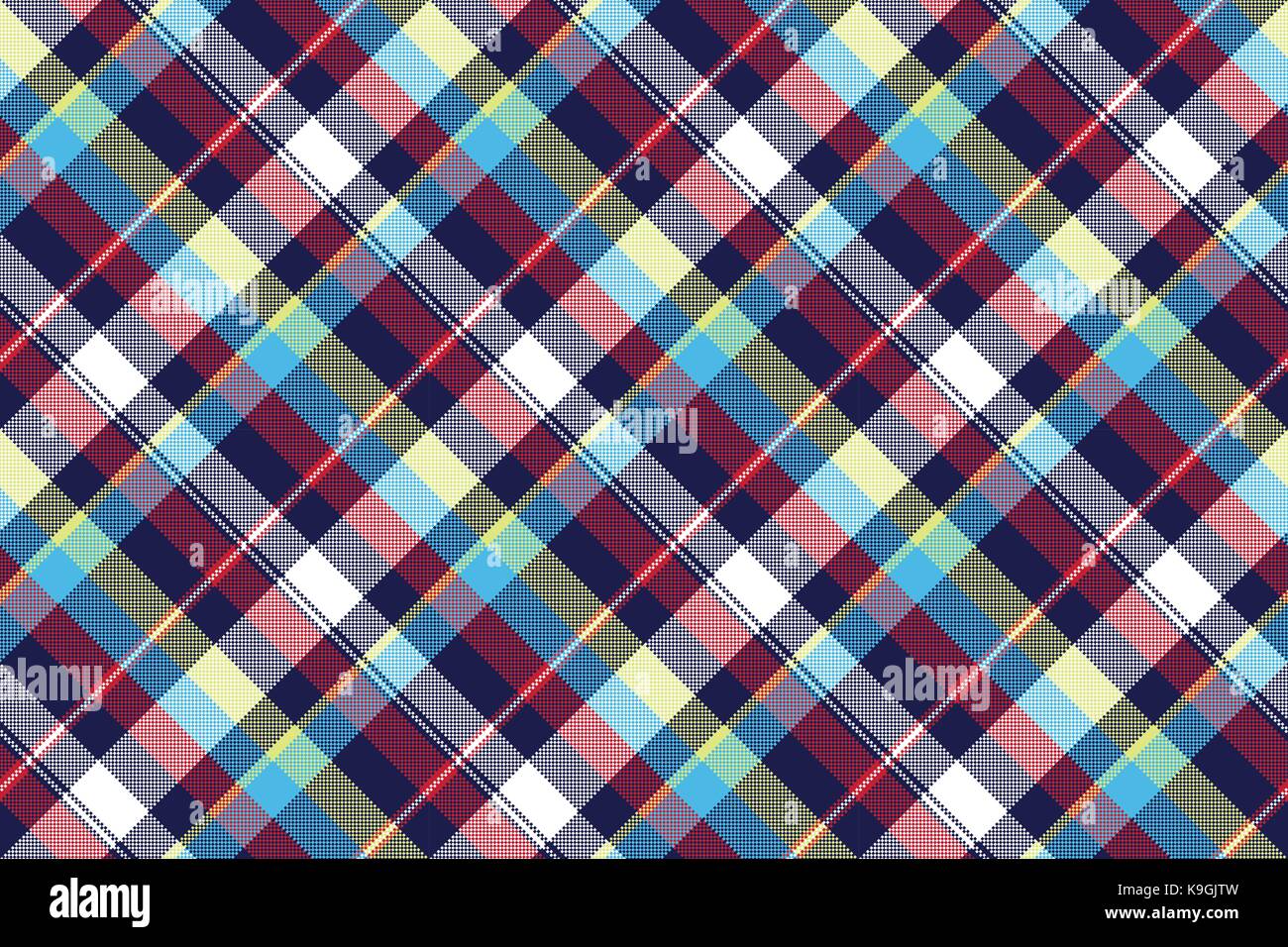 Blue check pixel fabric texture seamless pattern. Vector illustration ...
