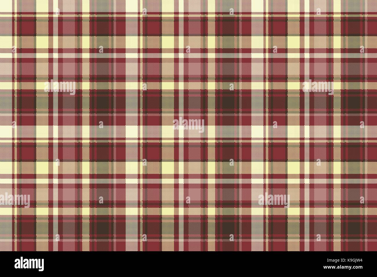 Brown check plaid seamless pixel fabric texture. Vector illustration ...