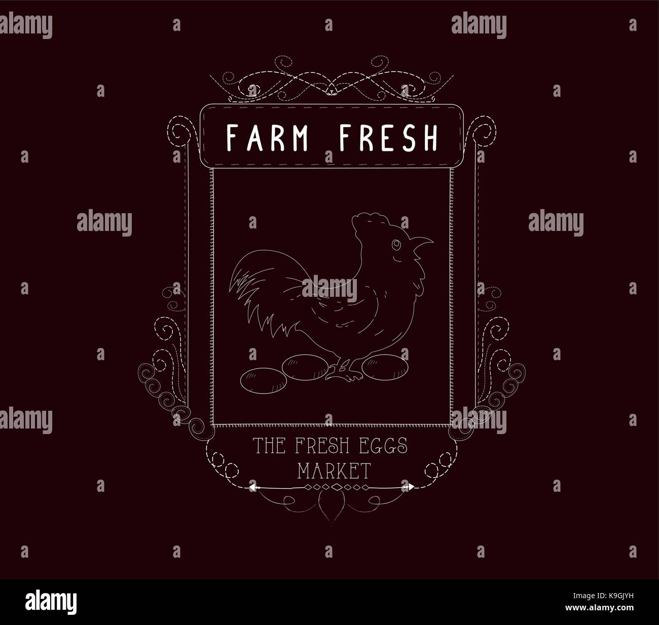 chicken and eggs Vintage frames and Floral Ornaments Stock Vector Image ...