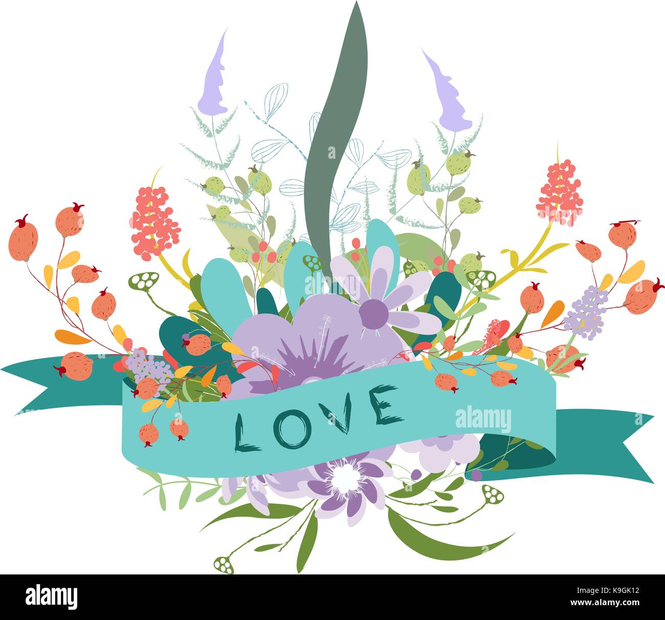 Retro flowers, Cute floral bouquet Stock Vector Image & Art - Alamy
