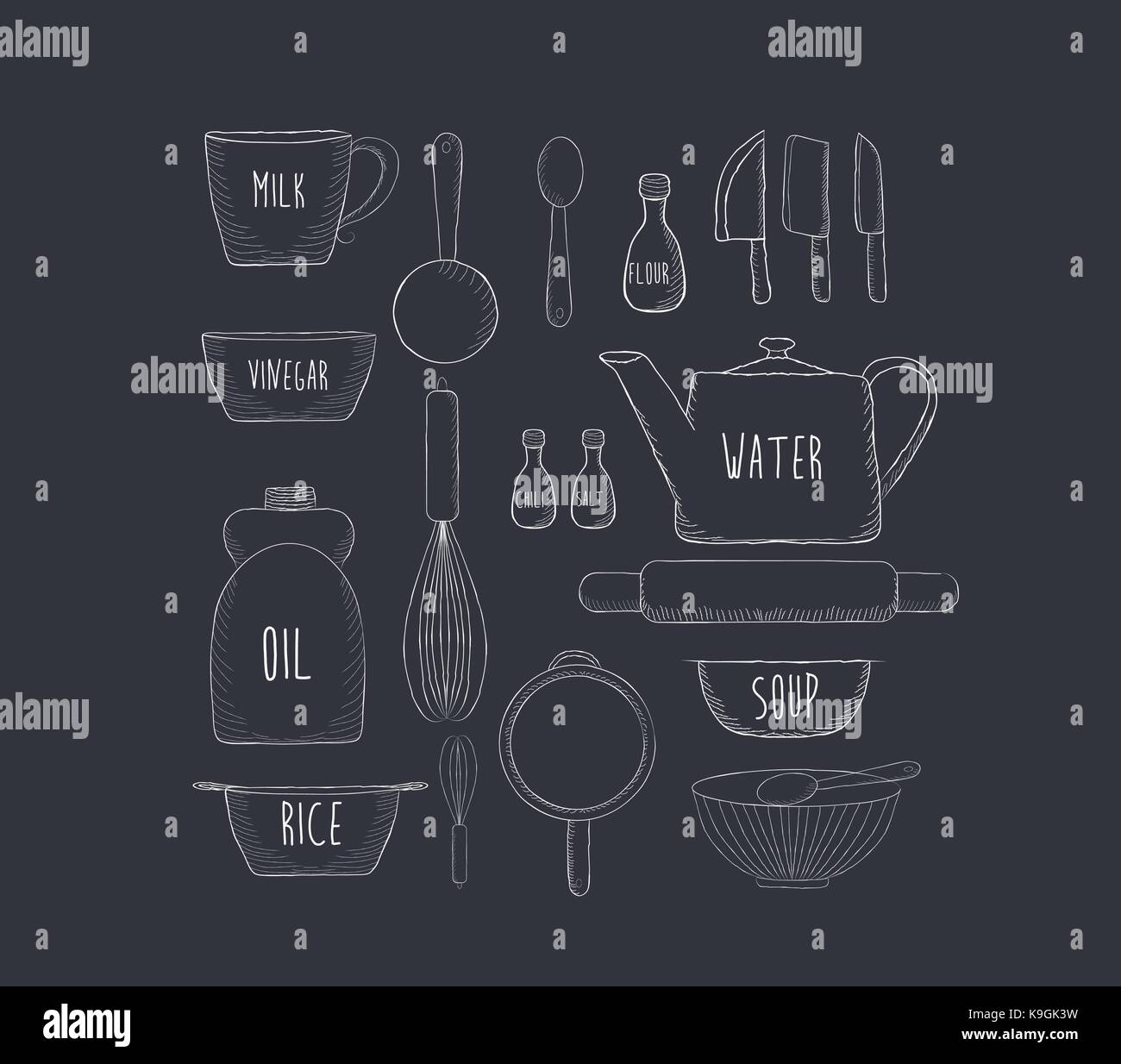 Food baking and equipment sketch icon set Stock Vector Image & Art - Alamy