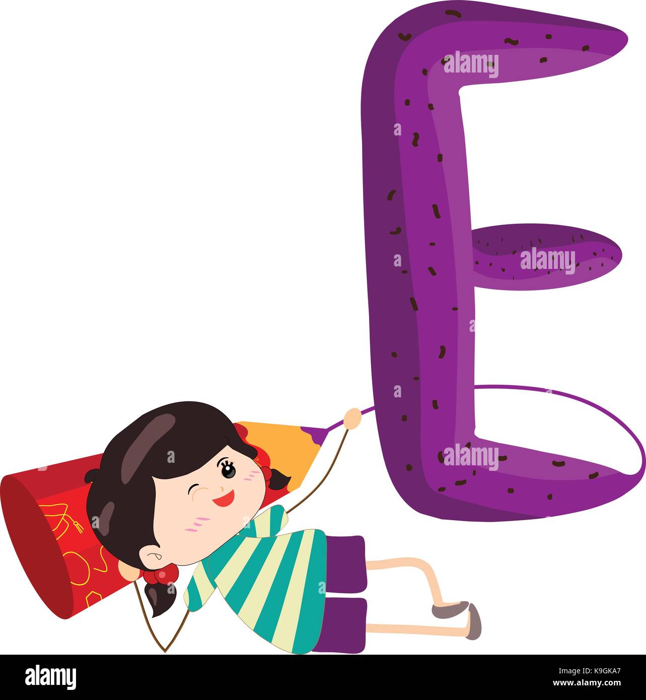 Illustration of a Kid Leaning on a Letter E Stock Vector Image & Art ...
