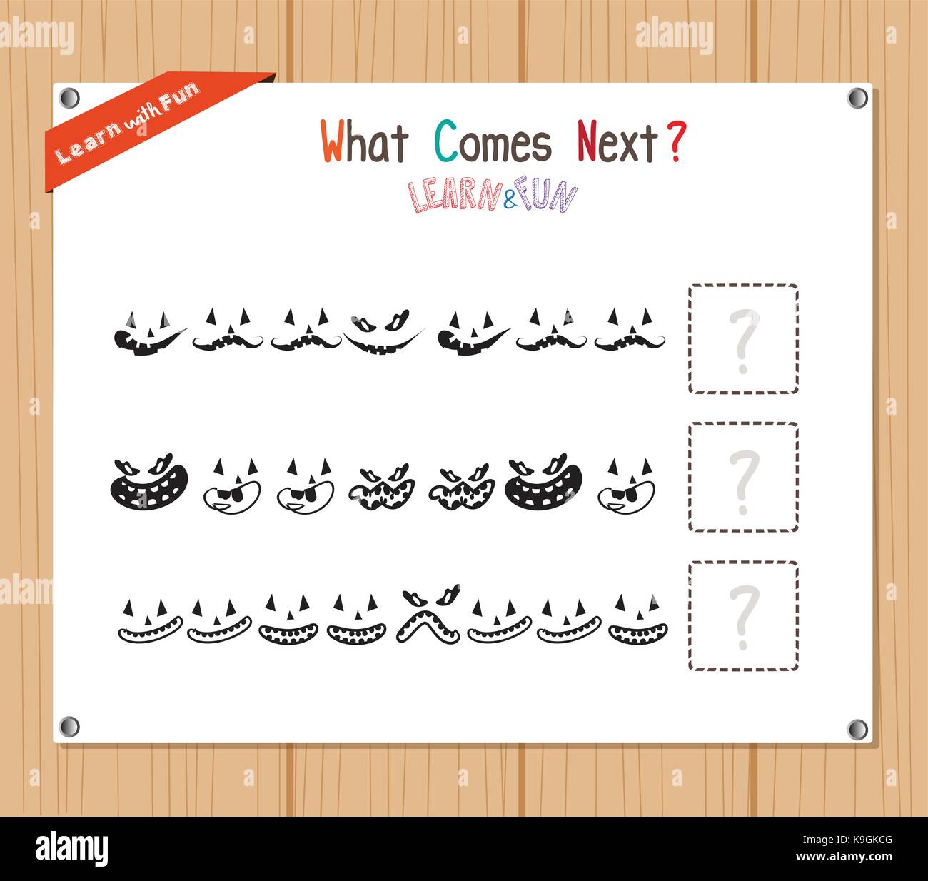 Completing the Pattern Educational Game for Preschool Children Stock ...