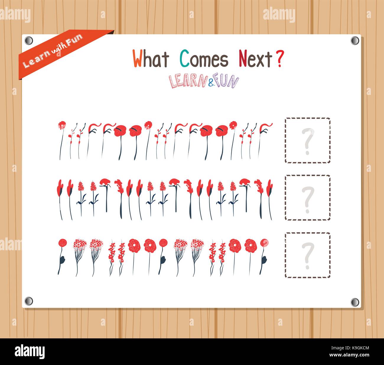 Completing the Pattern Educational Game for Preschool Children Stock ...