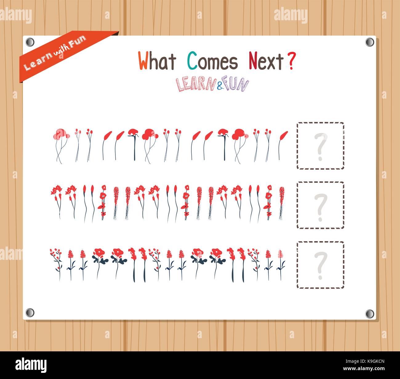 Completing the Pattern Educational Game for Preschool Children Stock ...