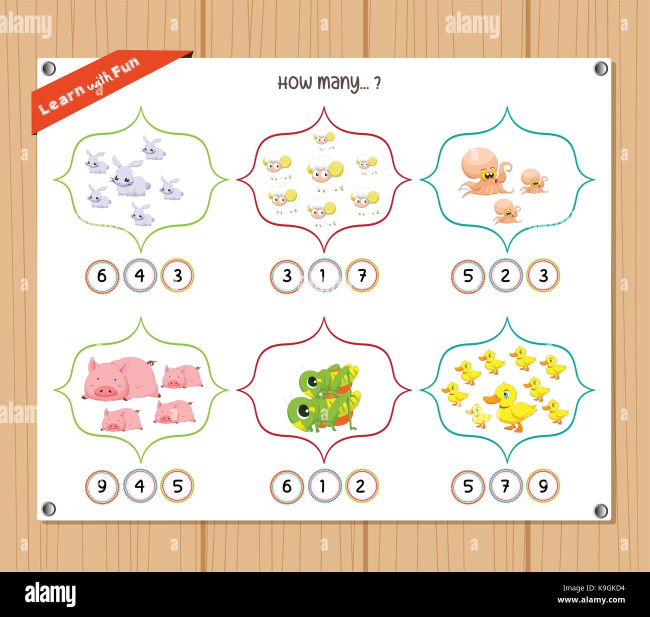 Counting object for kids - Education worksheet Stock Vector Image & Art ...