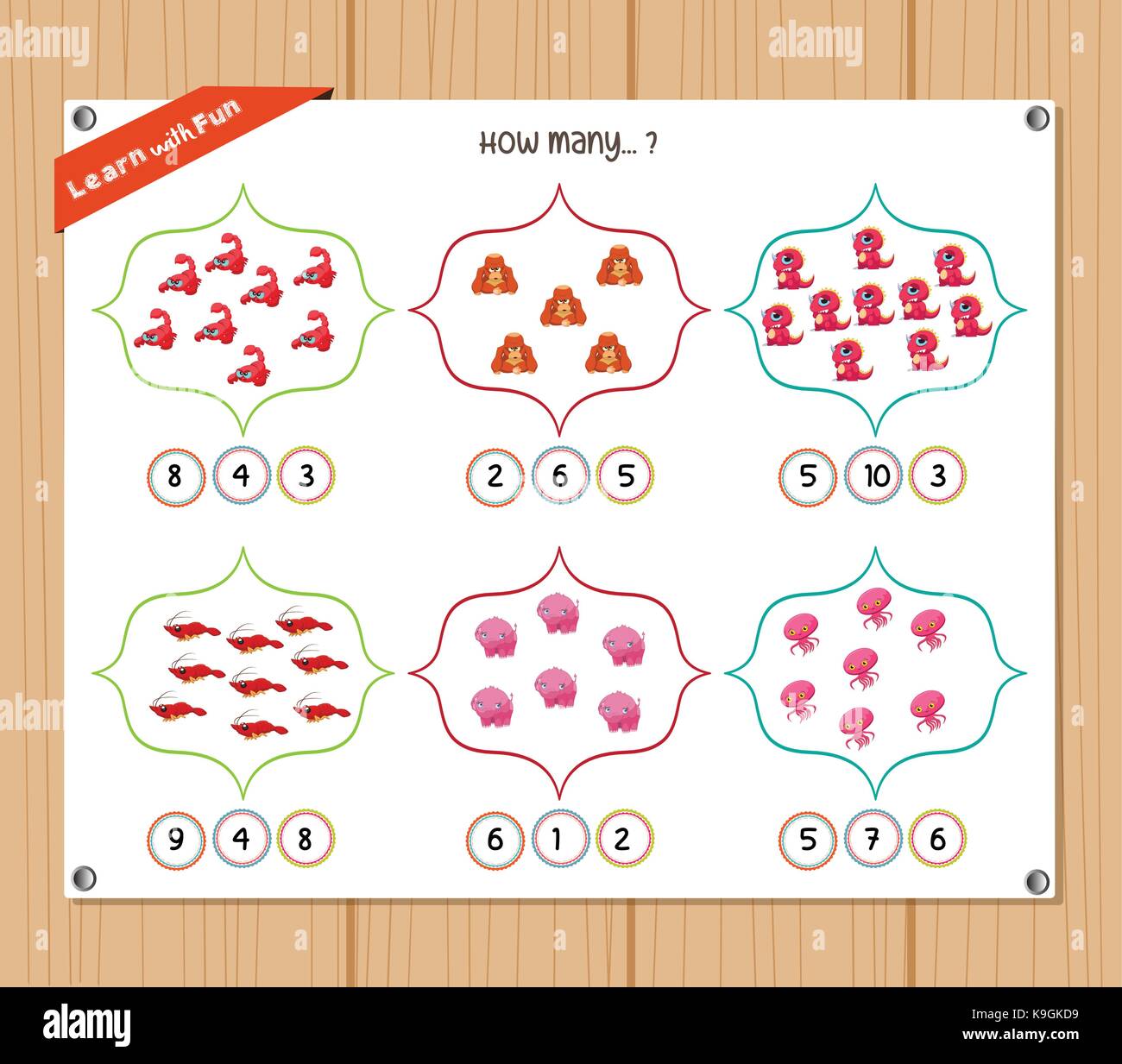 Counting object for kids - Education worksheet Stock Vector Image & Art ...