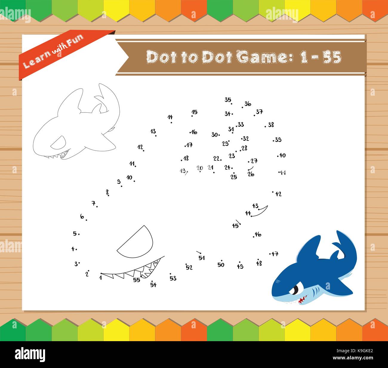 Cartoon Shark. Dot to dot educational game for kids Stock Vector Image ...