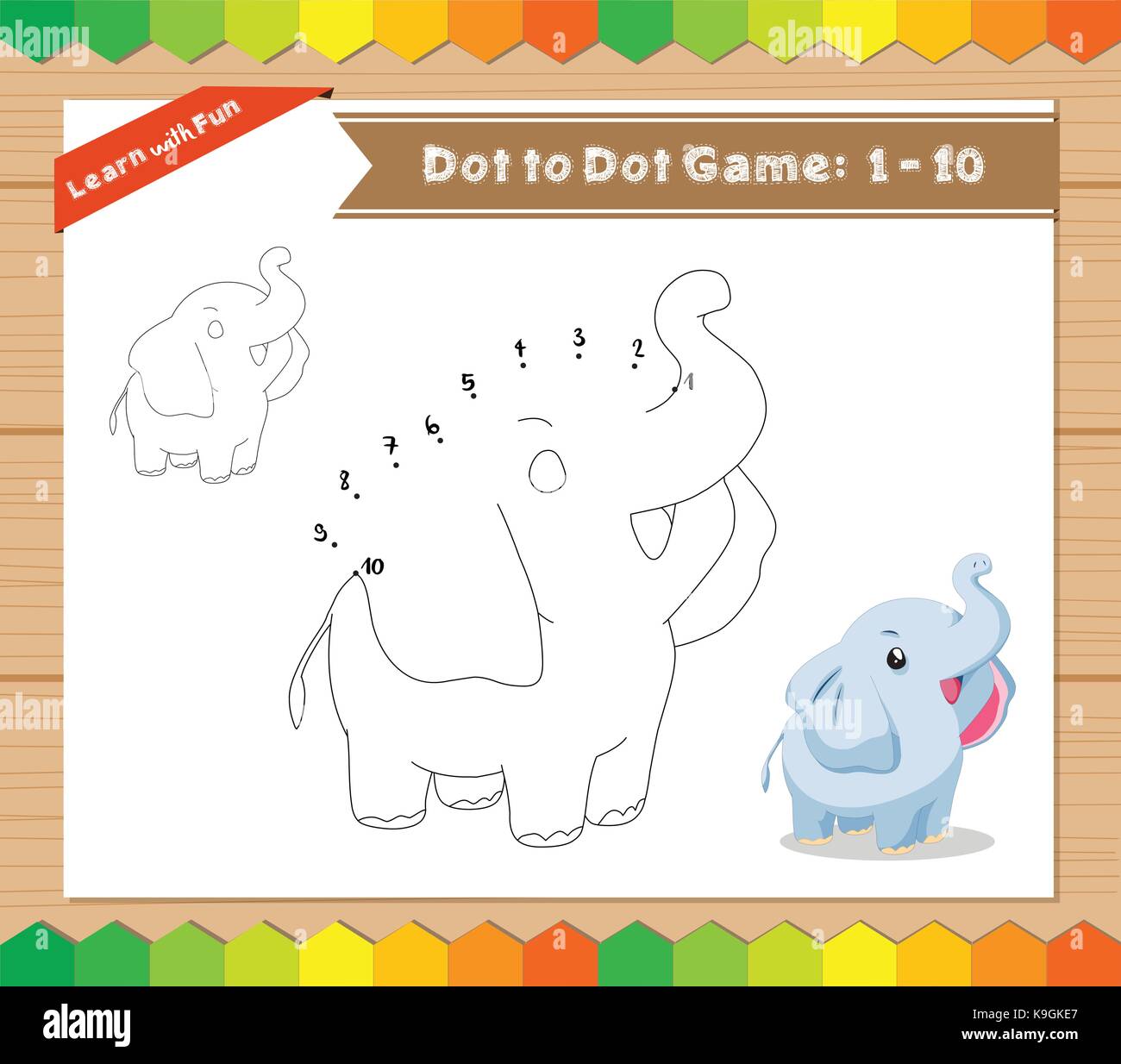 Cartoon Elephant. Dot to dot educational game for kids Stock Vector ...