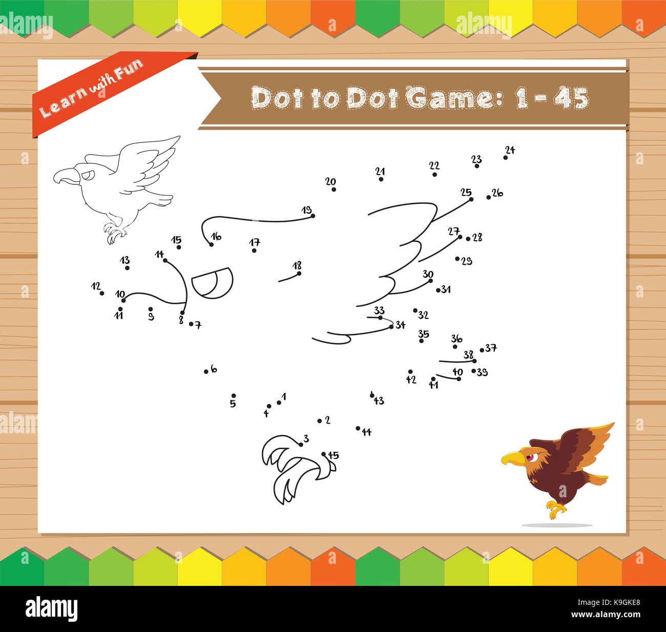 Cartoon Eagle. Dot to dot educational game for kids Stock Vector Image ...