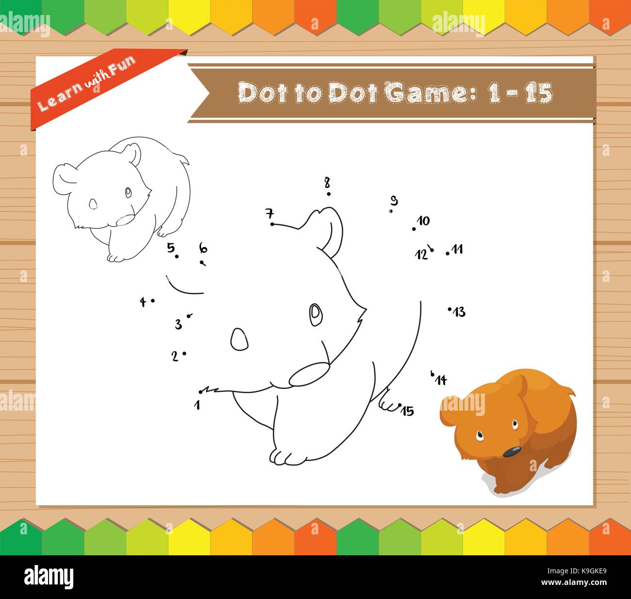 Cartoon Bear. Dot to dot educational game for kids Stock Vector Image ...