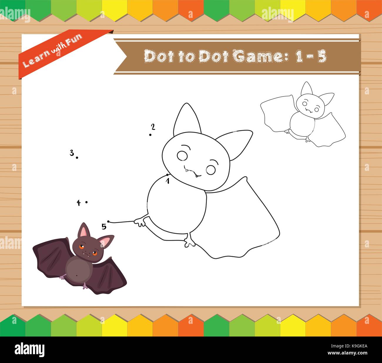 Cartoon Bat. Dot to dot educational game for kids Stock Vector Image ...