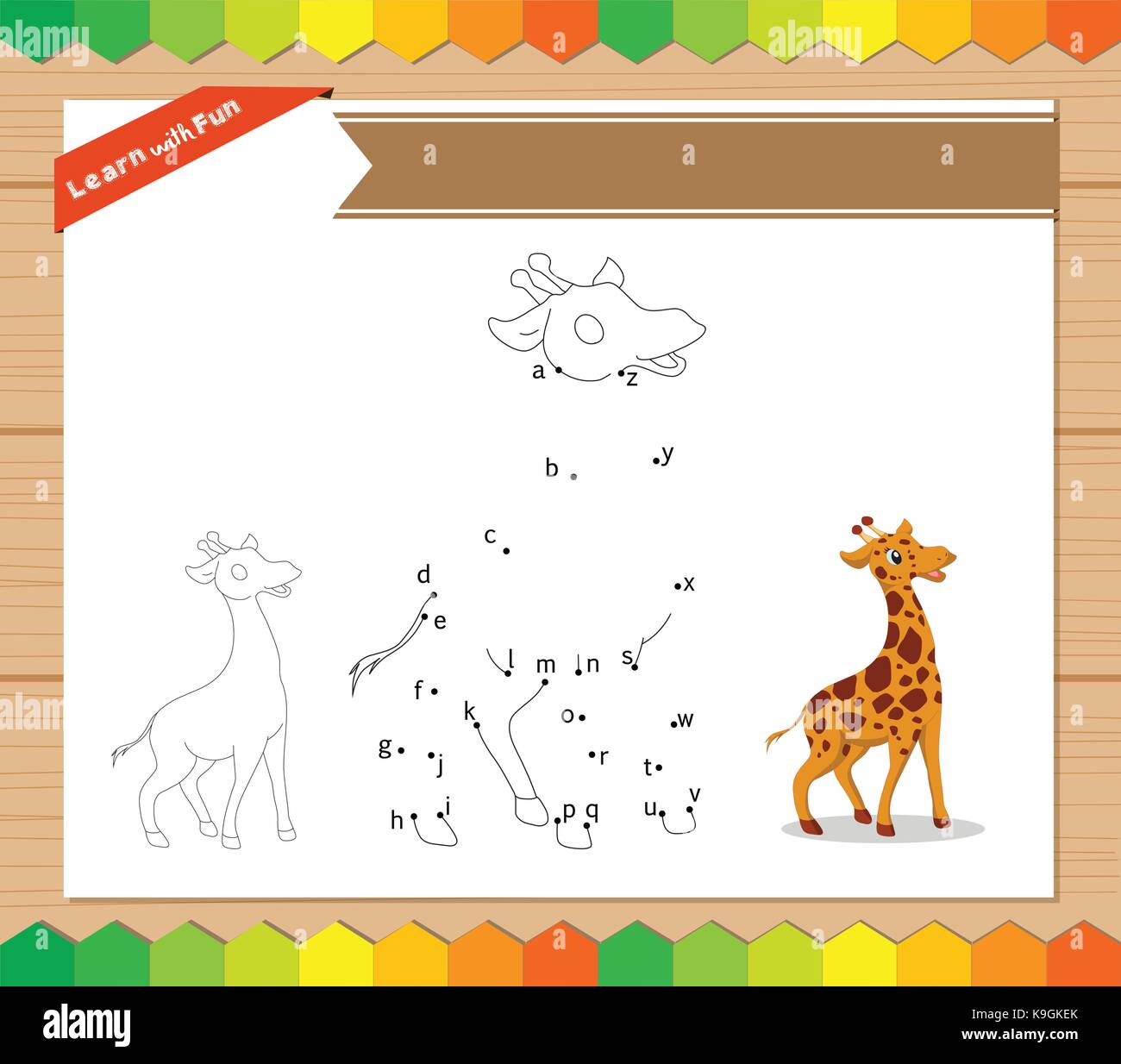 Cartoon Giraffe. Dot to dot educational game for kids. worksheet for ...