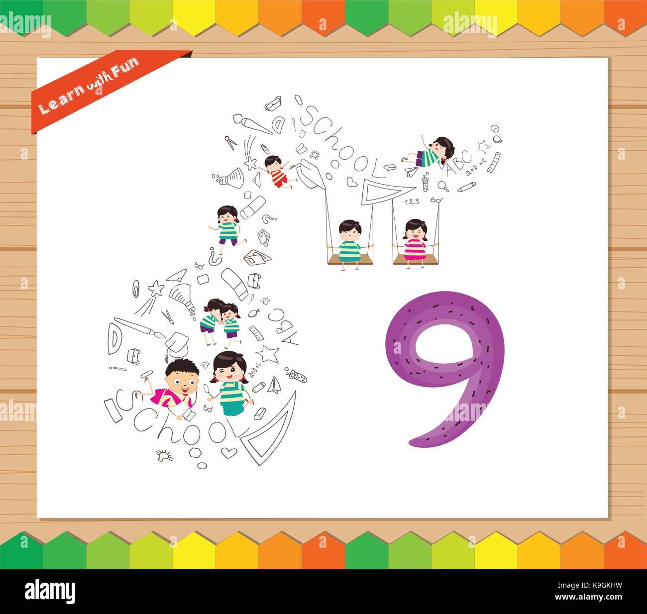 Kids playing with the number 9 Stock Vector Image & Art - Alamy