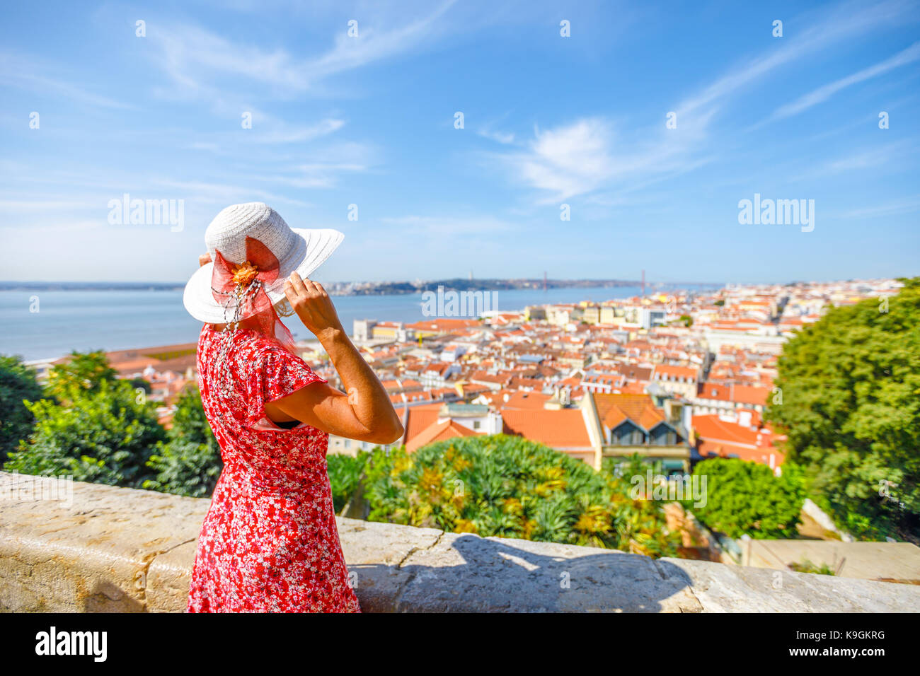 Lisbon Castle woman Stock Photo - Alamy