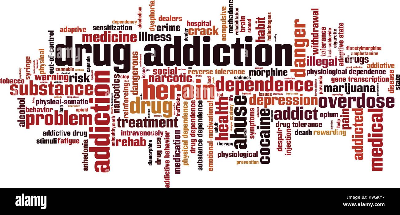 Drug Addiction Word Cloud Concept Vector Illustration Stock Vector Art