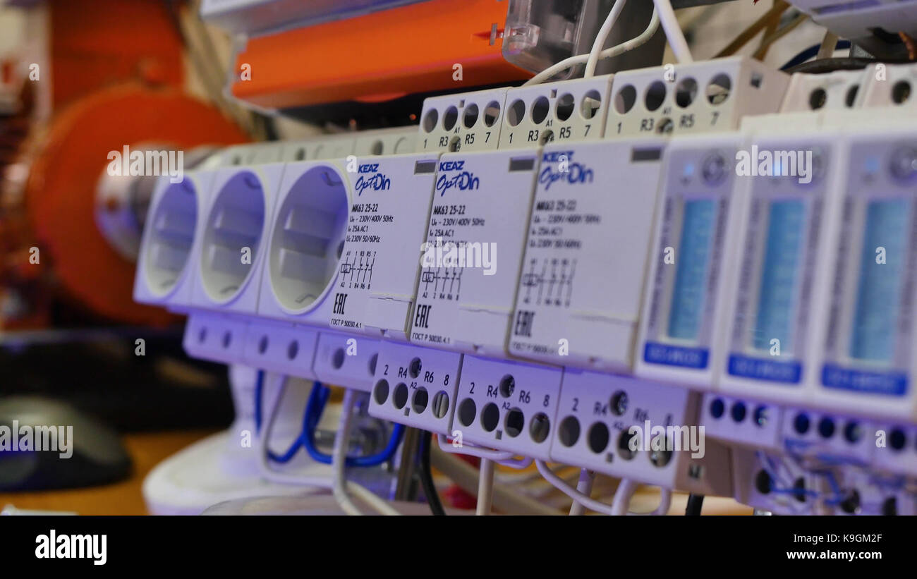 Electric stand. Electrical installation. Closeup Stock Photo - Alamy