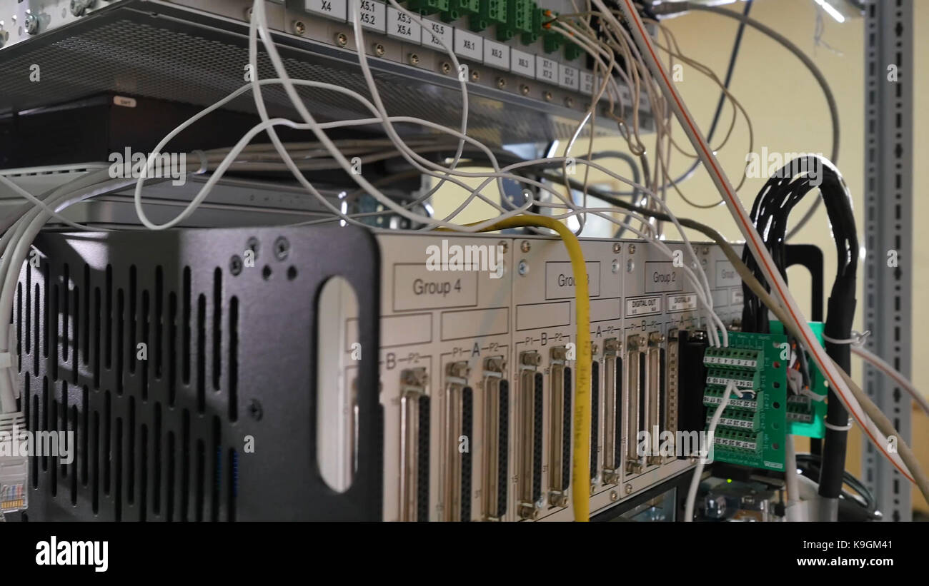 Network panel, switch and cable in data center Stock Photo - Alamy