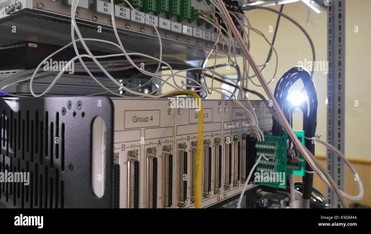 Network panel, switch and cable in data center Stock Photo - Alamy