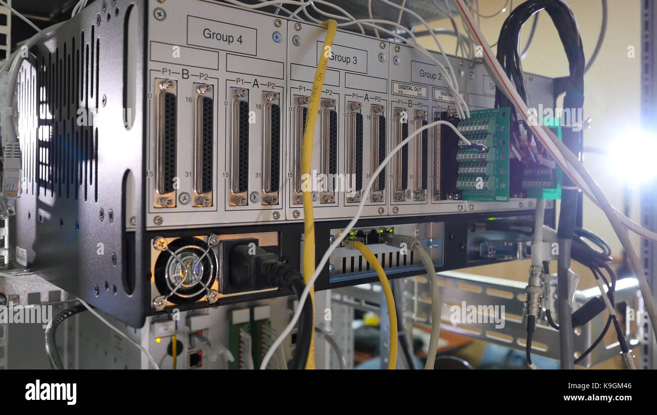 Network panel, switch and cable in data center Stock Photo - Alamy