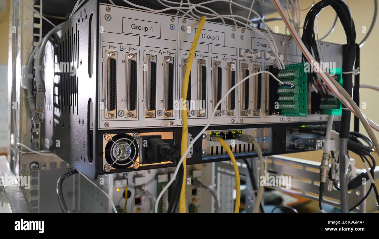 Network panel, switch and cable in data center Stock Photo - Alamy