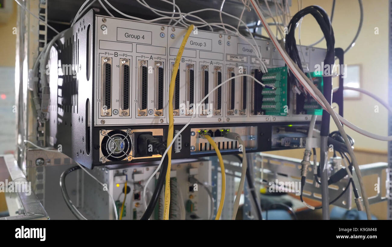 Network panel, switch and cable in data center Stock Photo - Alamy