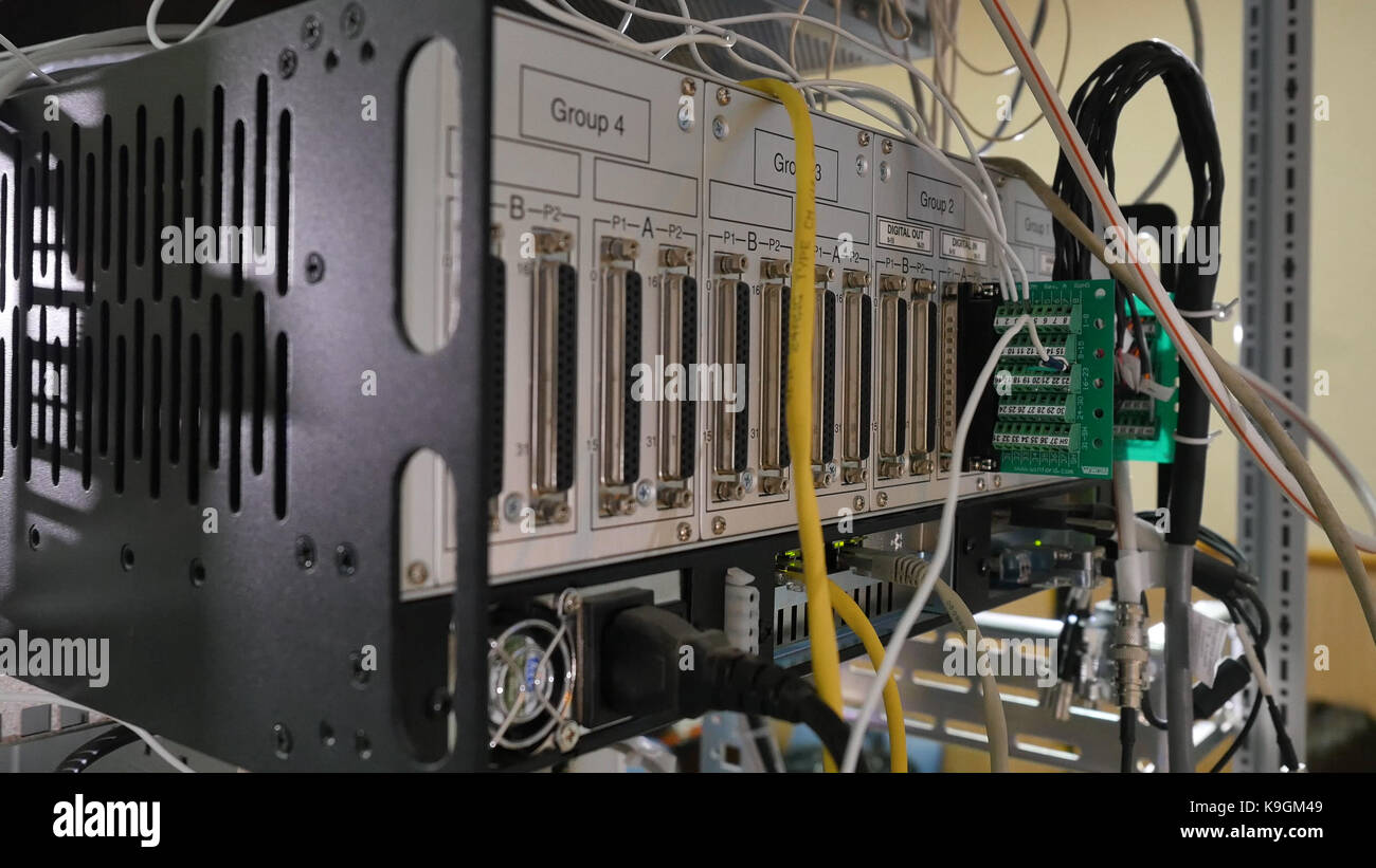 Network panel, switch and cable in data center Stock Photo - Alamy
