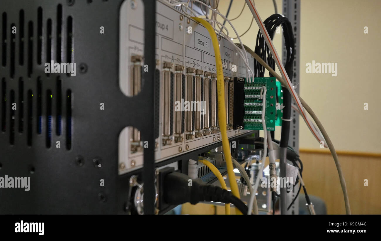 Network panel, switch and cable in data center Stock Photo - Alamy