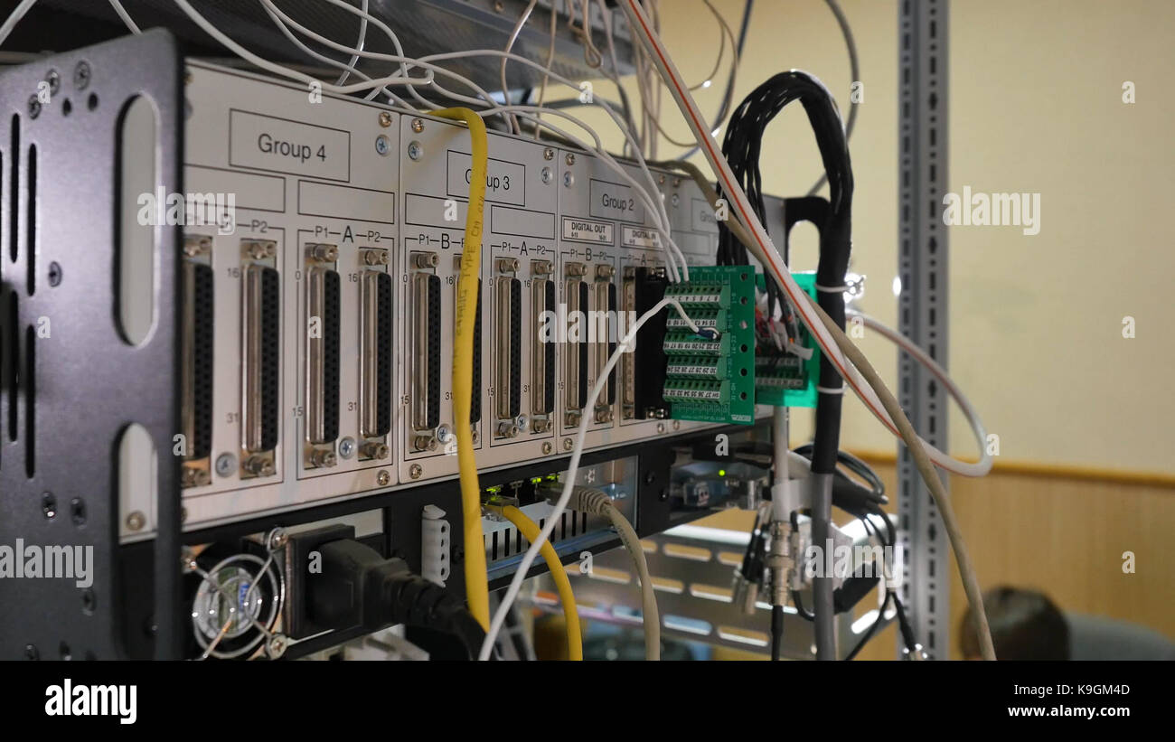 Network panel, switch and cable in data center Stock Photo - Alamy