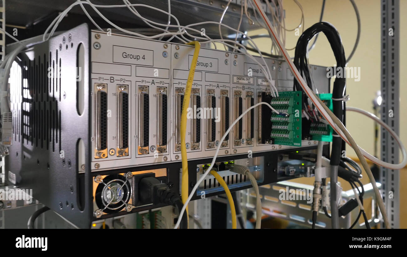Network panel, switch and cable in data center Stock Photo - Alamy