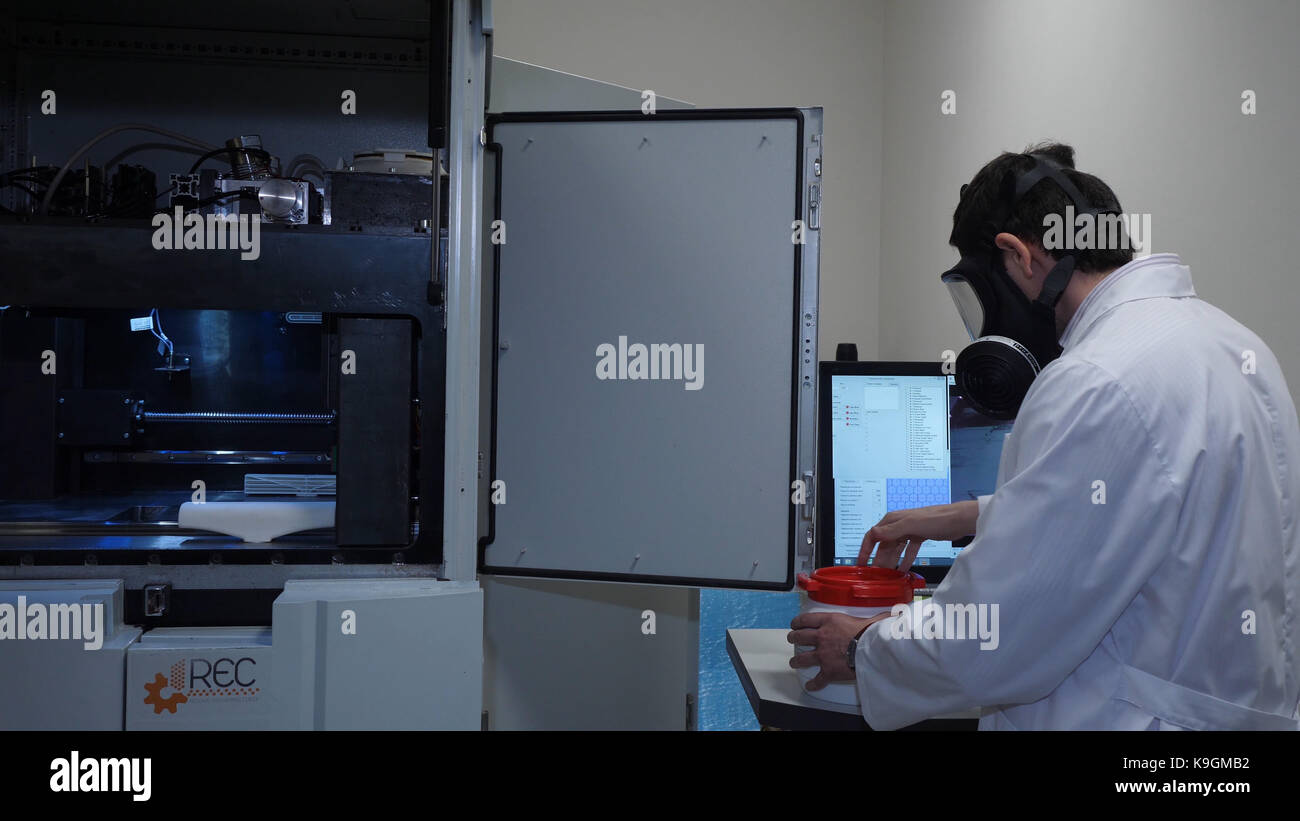Male scientist in a gas mask in laboratory Stock Photo - Alamy