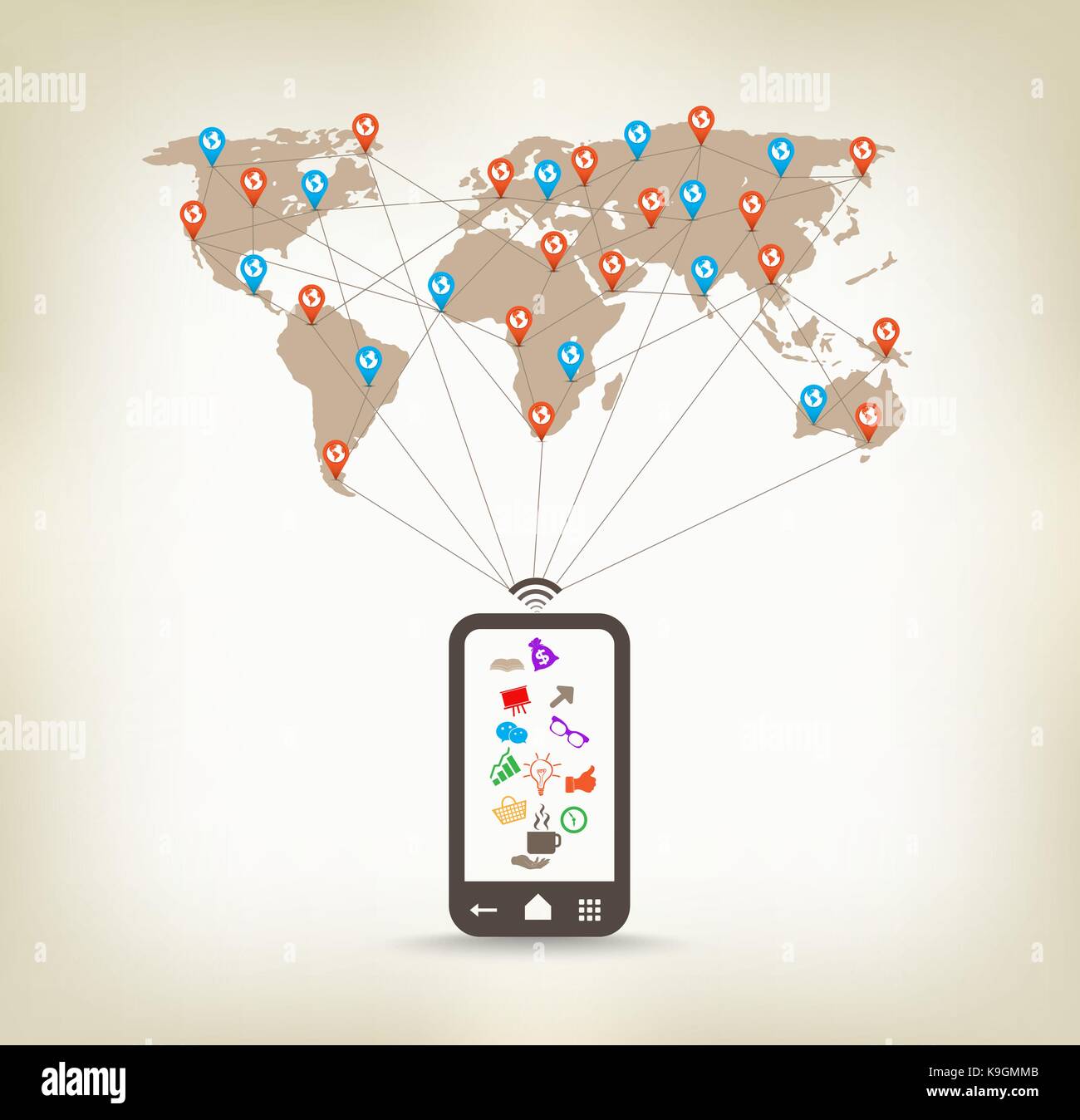 Global smartphone communication concept stock Stock Vector Image & Art ...