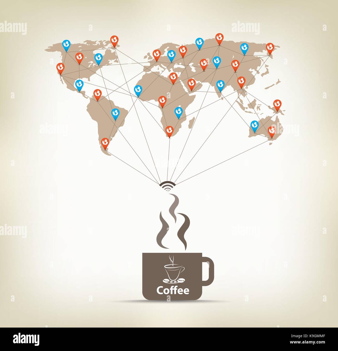 Coffee for global communication concept stock Stock Vector Image & Art ...