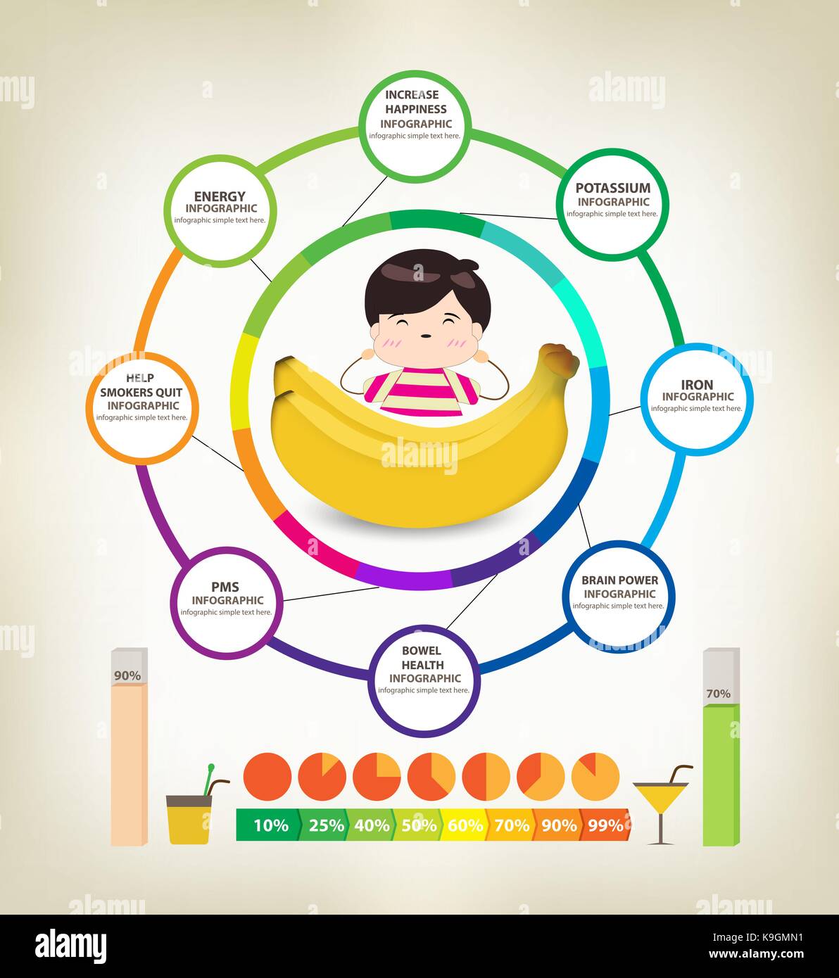 Amazing Health Benefits of Bananas Stock Vector Image & Art - Alamy