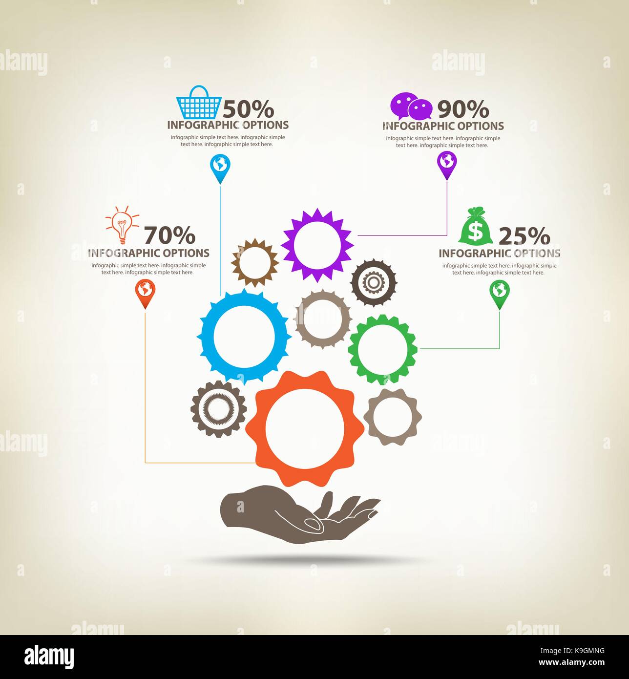 infographic hand with gears Stock Vector Image & Art - Alamy