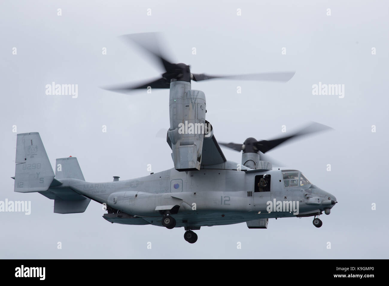 A U.S. Marine Corps MV-22B Osprey aircraft with Marine Medium Tiltrotor Squadron (VMM) 162 ...