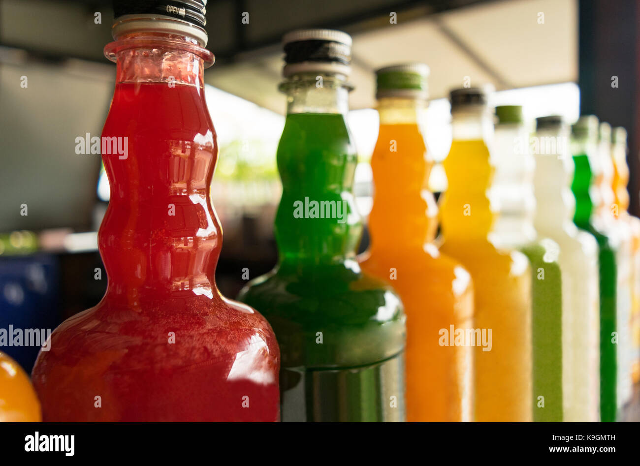 bottle of fruit syrup for make juice Stock Photo - Alamy
