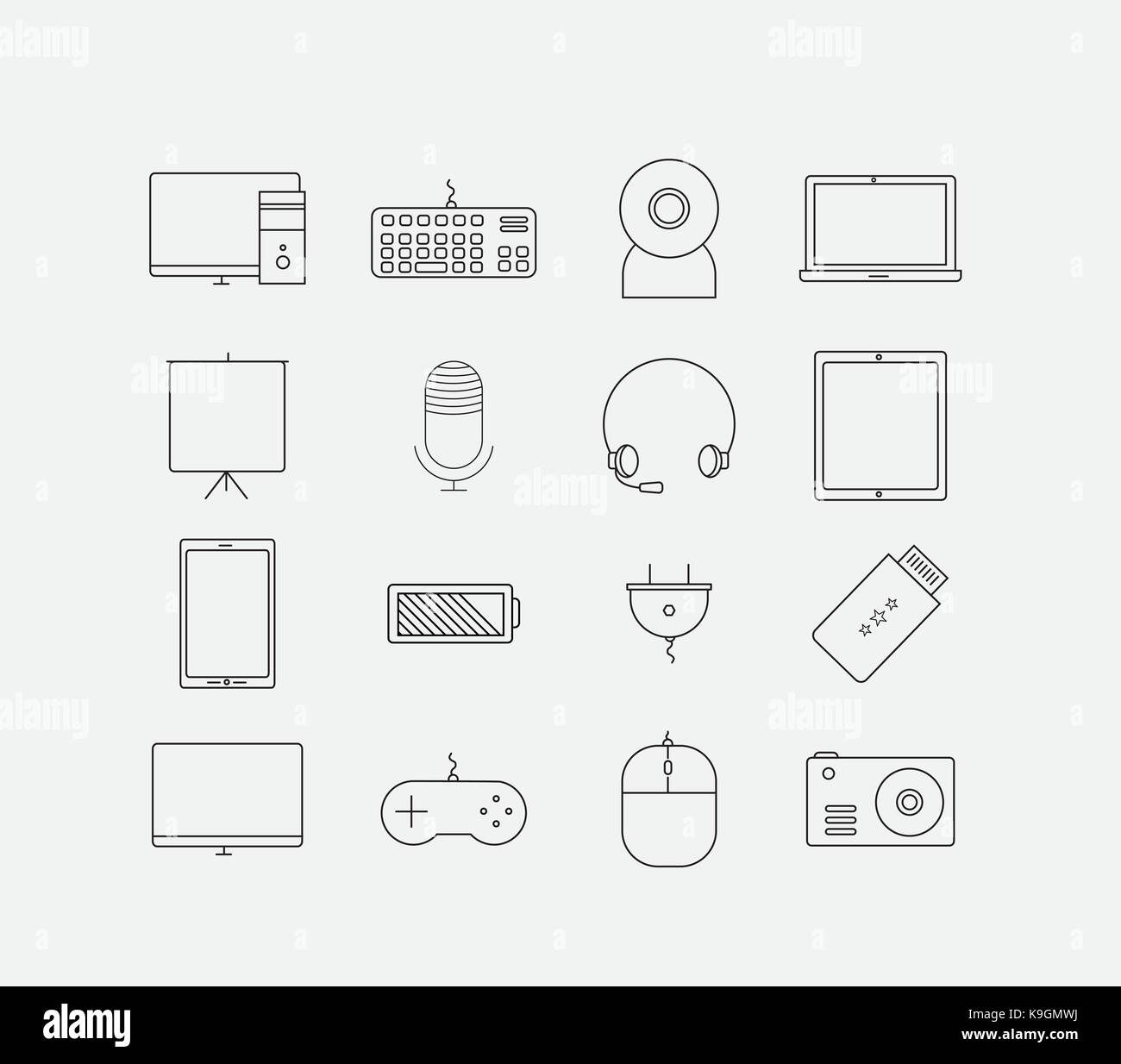 Thin electronic computer device icon set Stock Vector Image & Art - Alamy