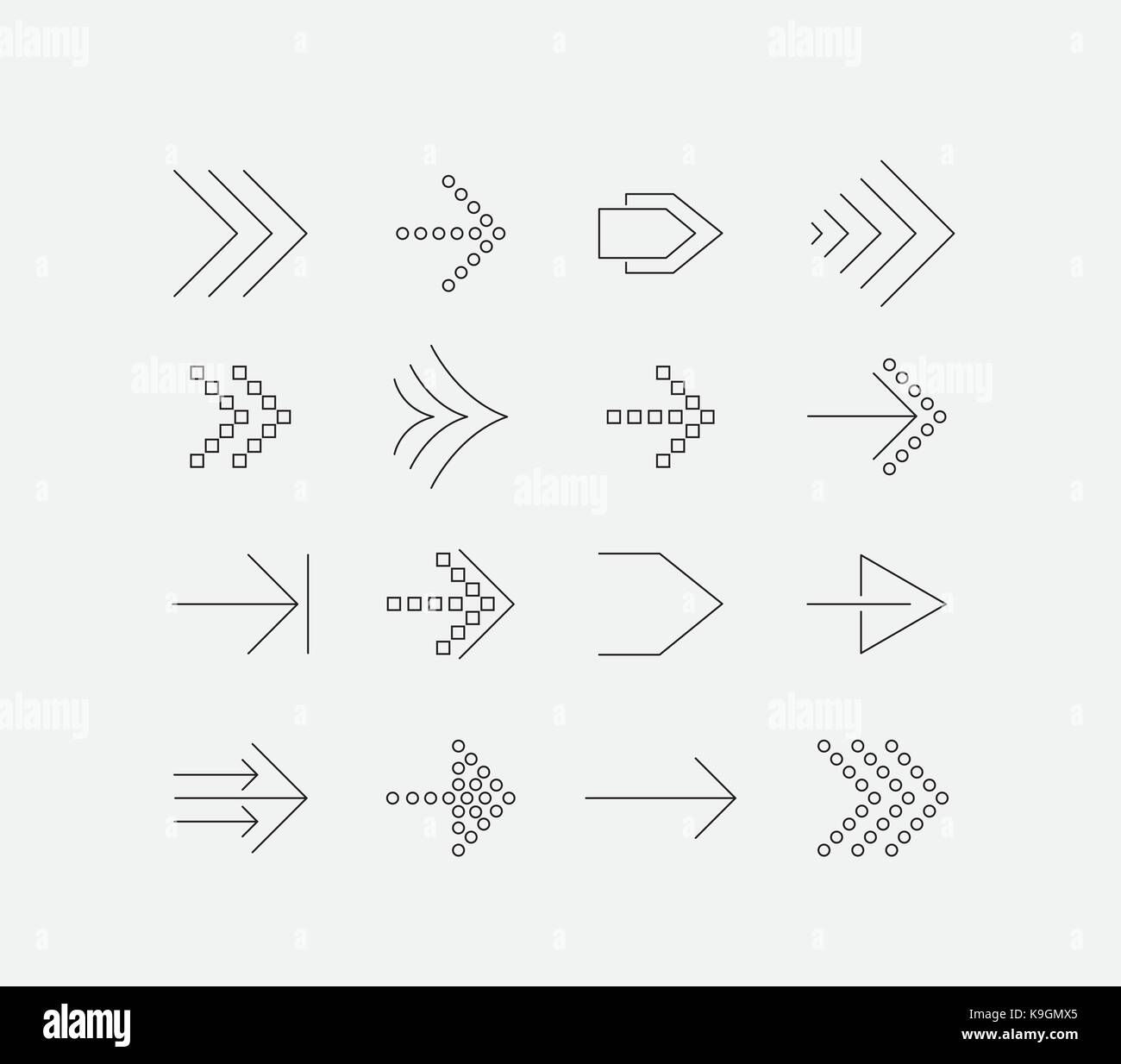 Thin arrow icon set Stock Vector Image & Art - Alamy
