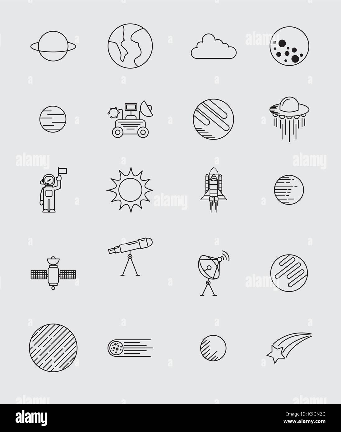 universe cosmos and astronomy icons set vector illustration Stock ...