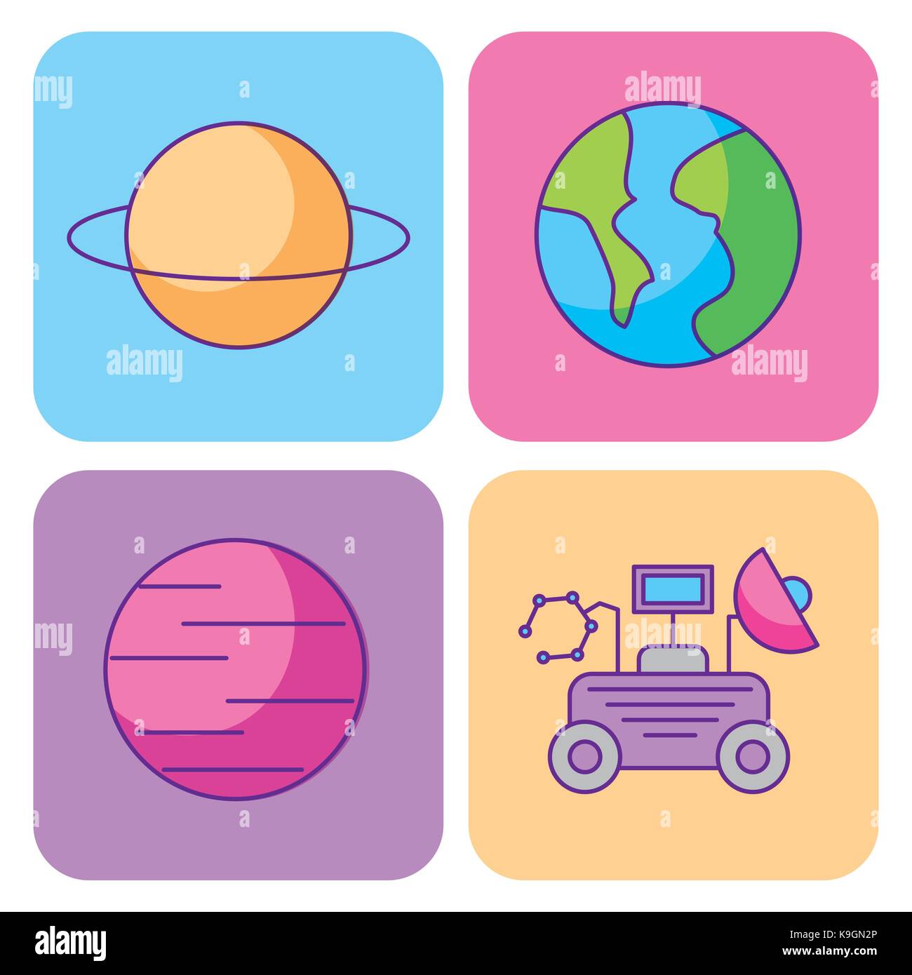 space and astronomy science universe elements set vector illustration ...