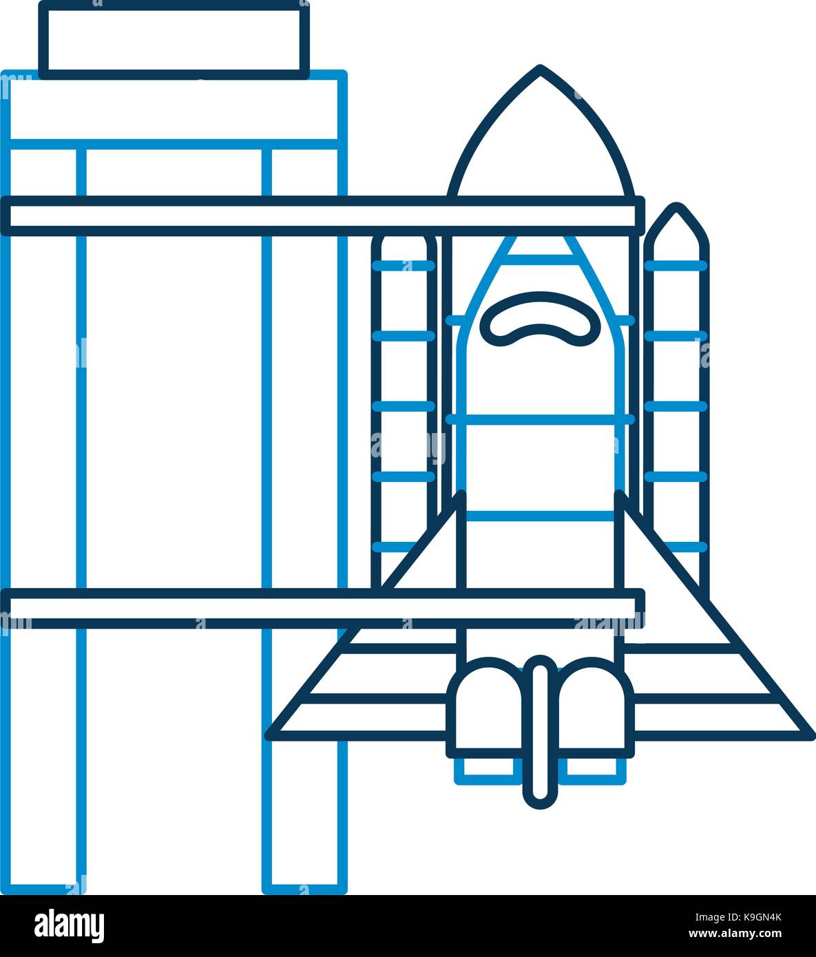 rocket standing on the platform ready to launch in space vector ...