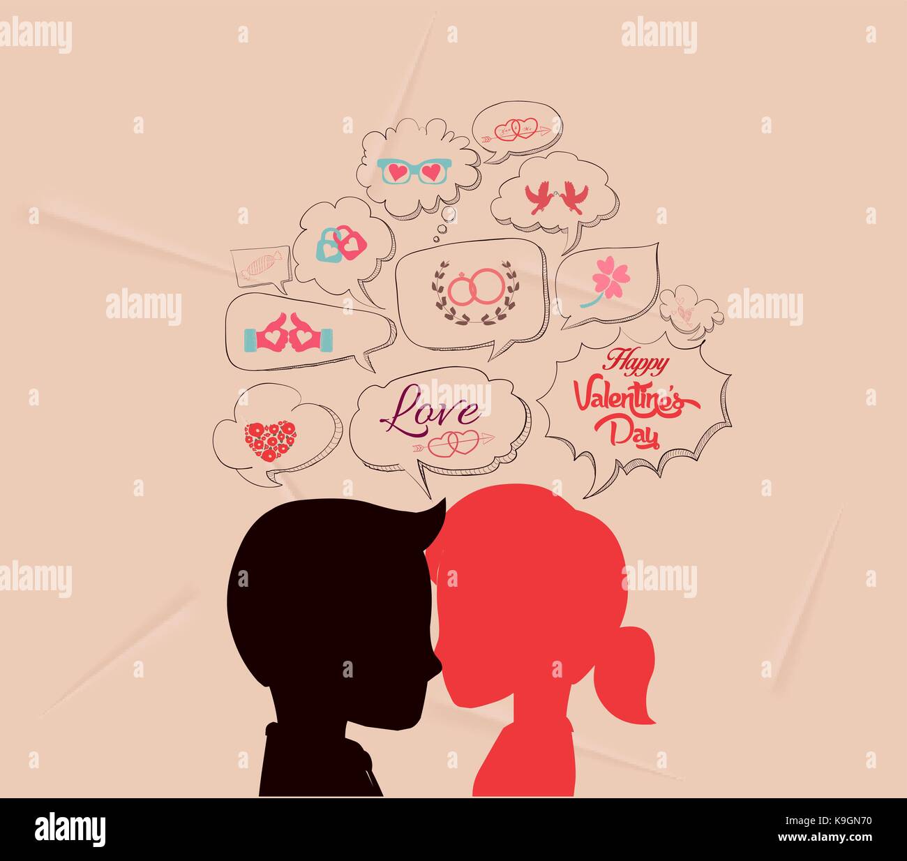 love is share the same thoughts and valentines Stock Vector Image & Art ...