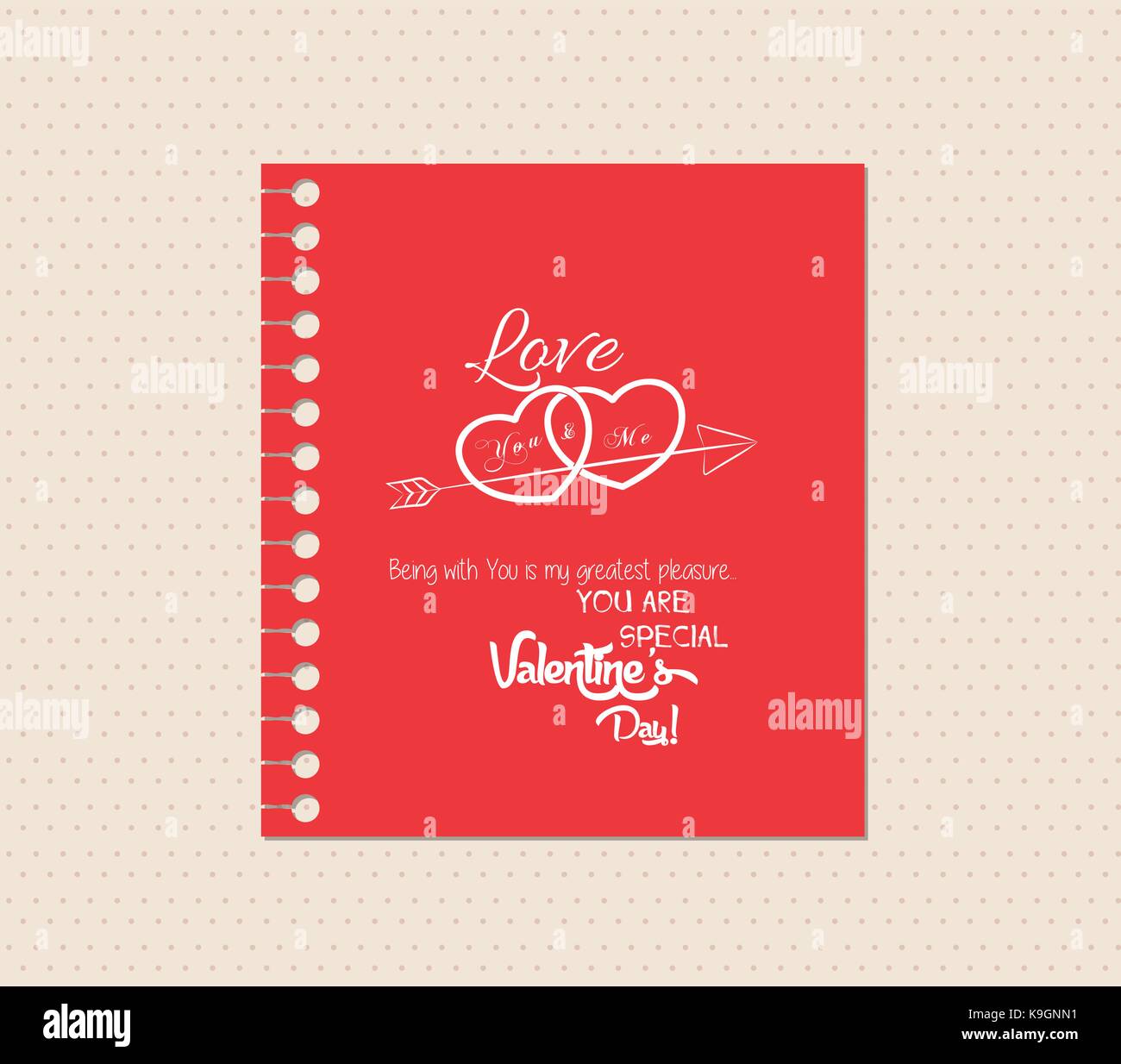 valentines day greeting card with note Stock Vector Image & Art - Alamy