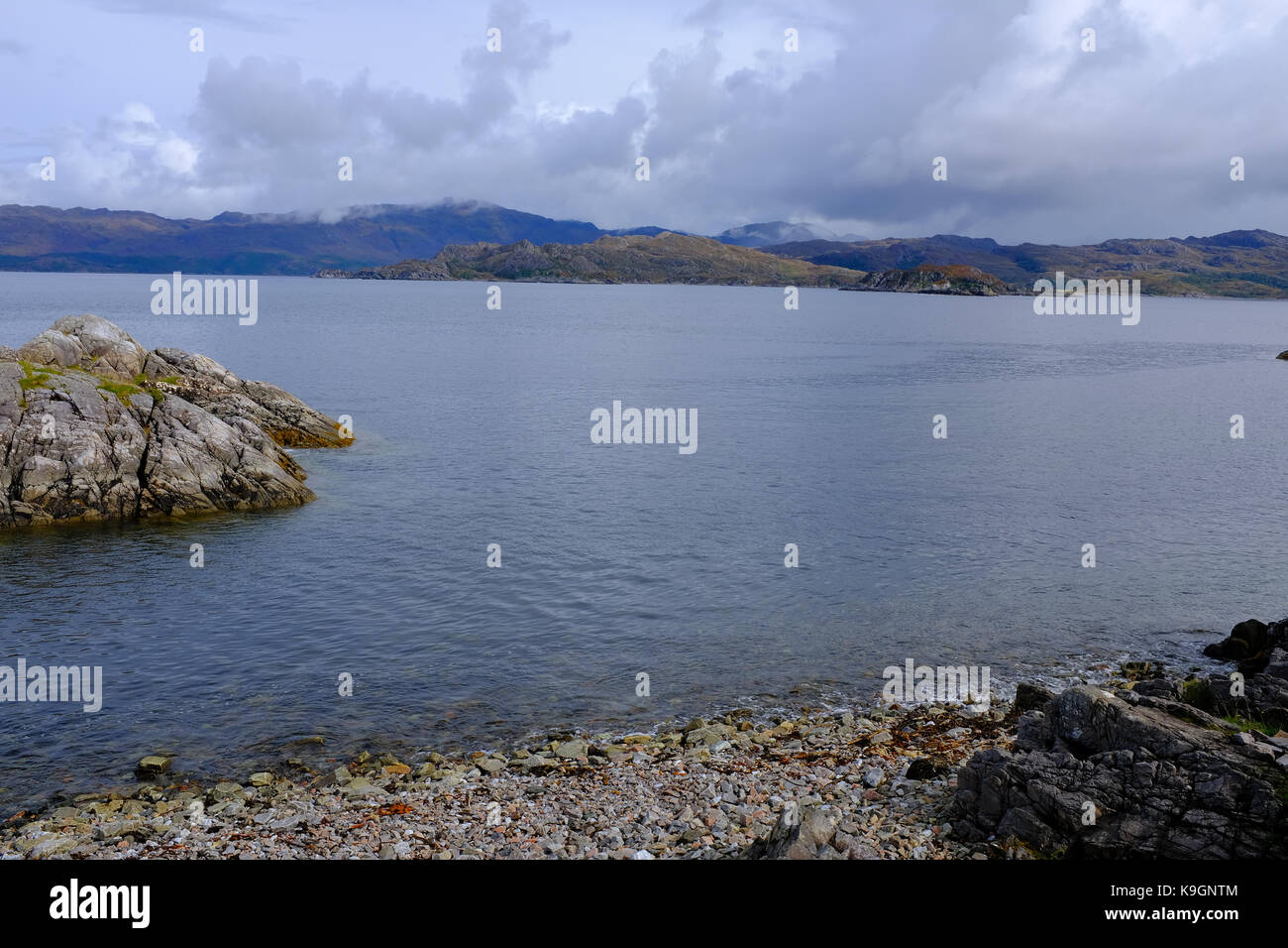 Looking along Loch Ailort at Glenuig Sound of Arisaig Moidart A861 Fort ...