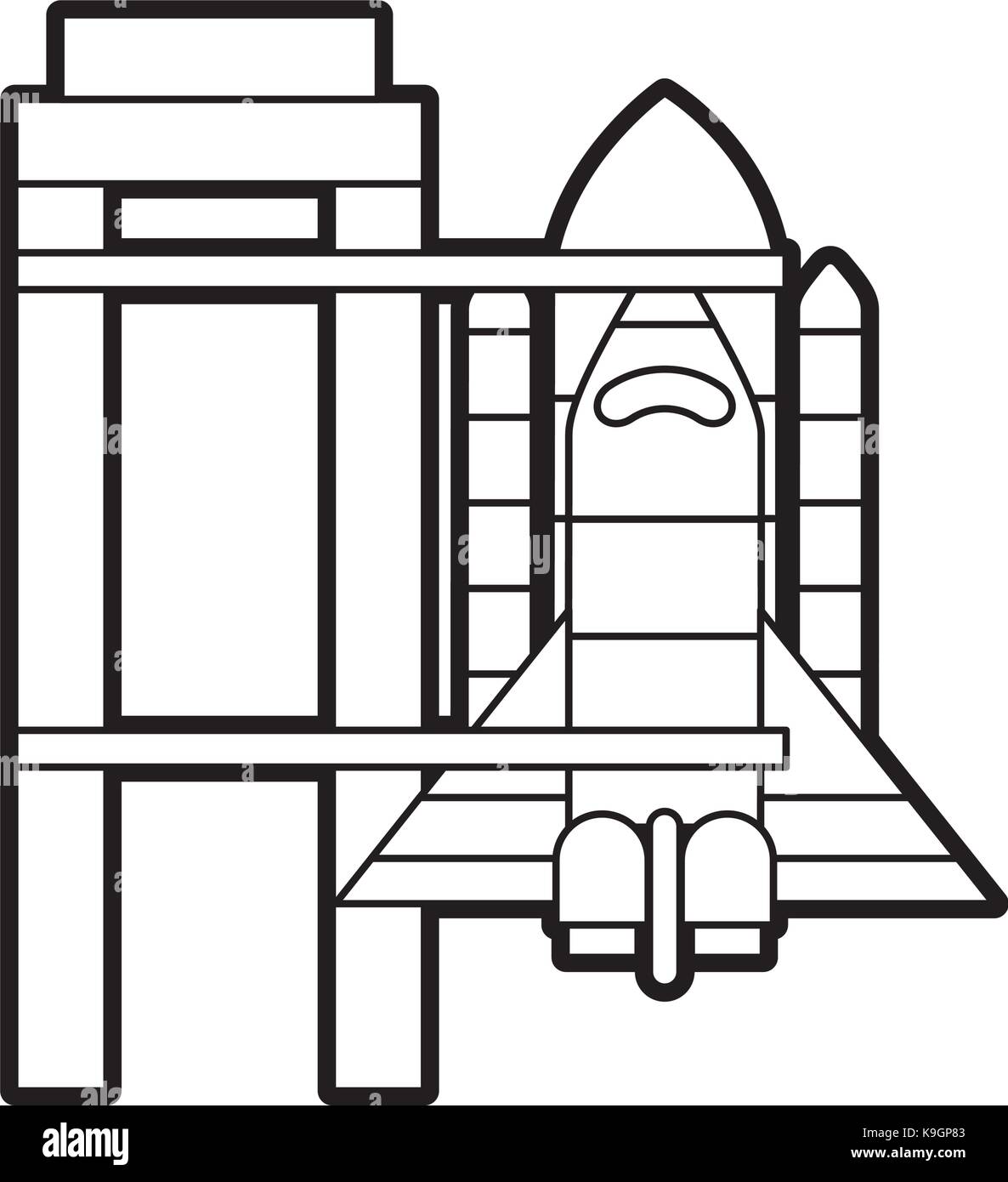 rocket standing on the platform ready to launch in space Stock Vector ...