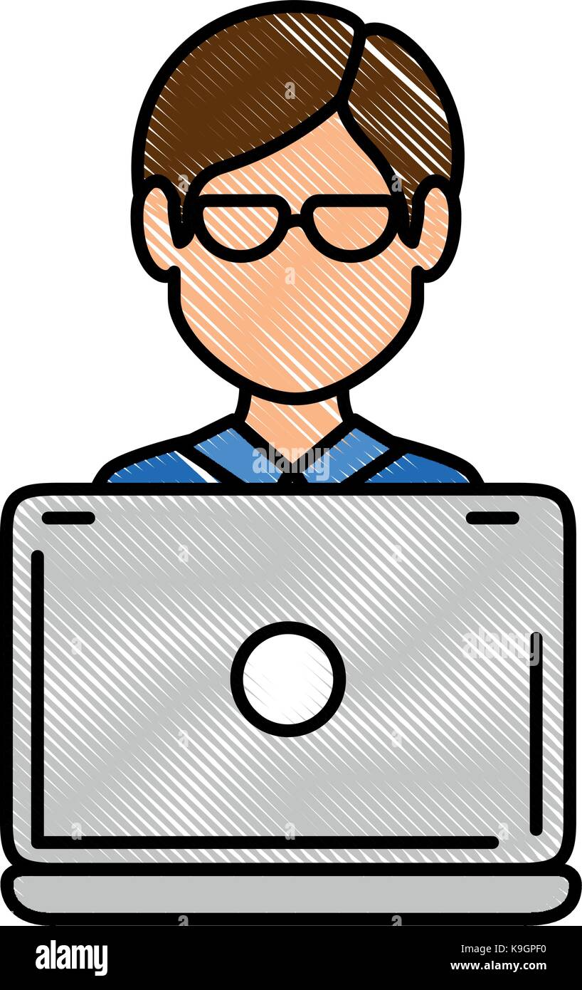 laptop computer with user vector illustration design Stock Vector Image ...