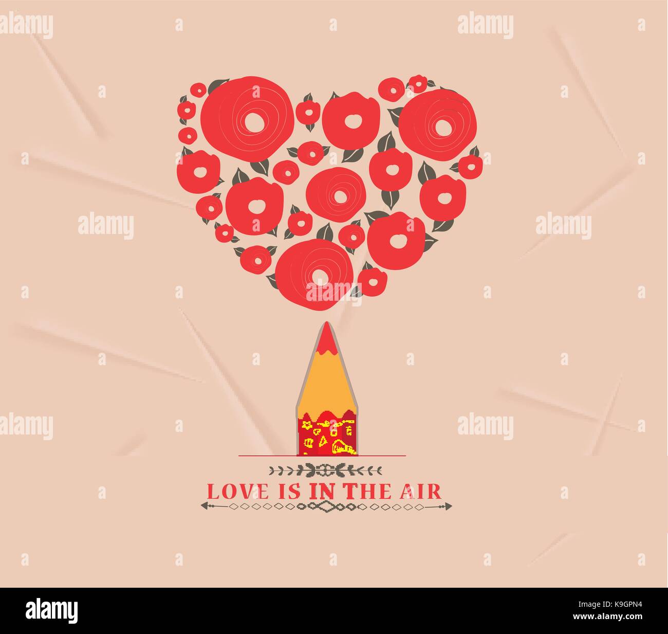 Red pencil love letter Stock Vector Images - Alamy